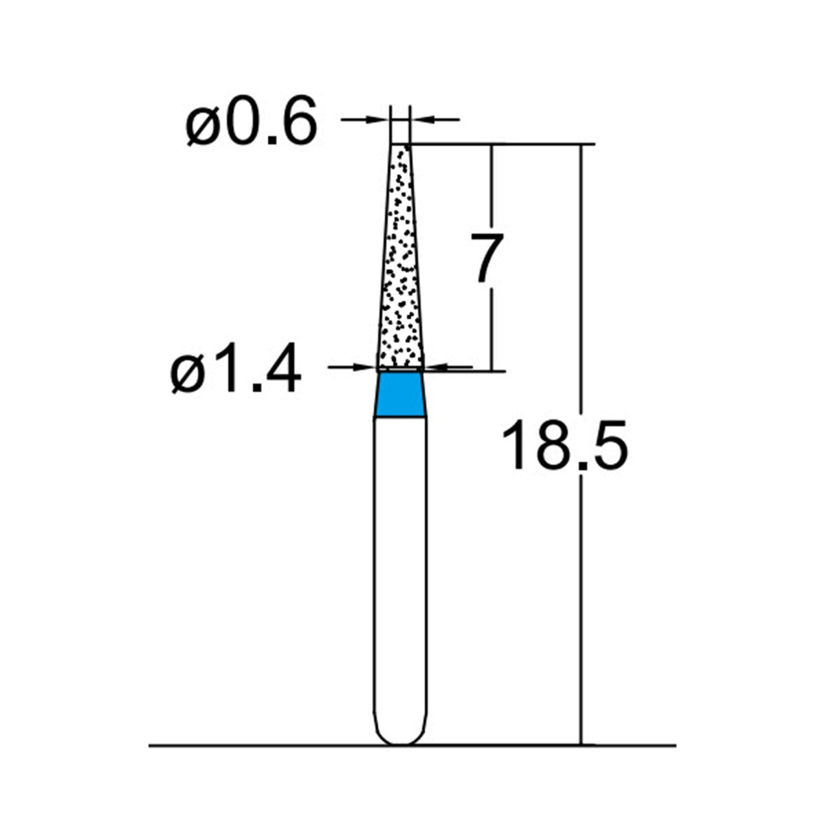Conical, Truncated 1.4 mm Dia. Medium Grit Diamond Bur 5 per pack. 168 ...