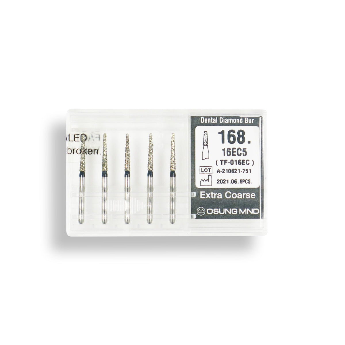 Conical, Truncated 1.6 mm Dia. Extra Coarse Grit Diamond Bur 5 per pac
